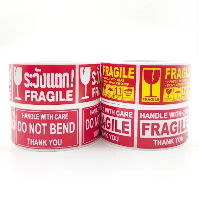250Pcs Fragile Warning Sticker Roll Handle With Care Keep Shipping ...