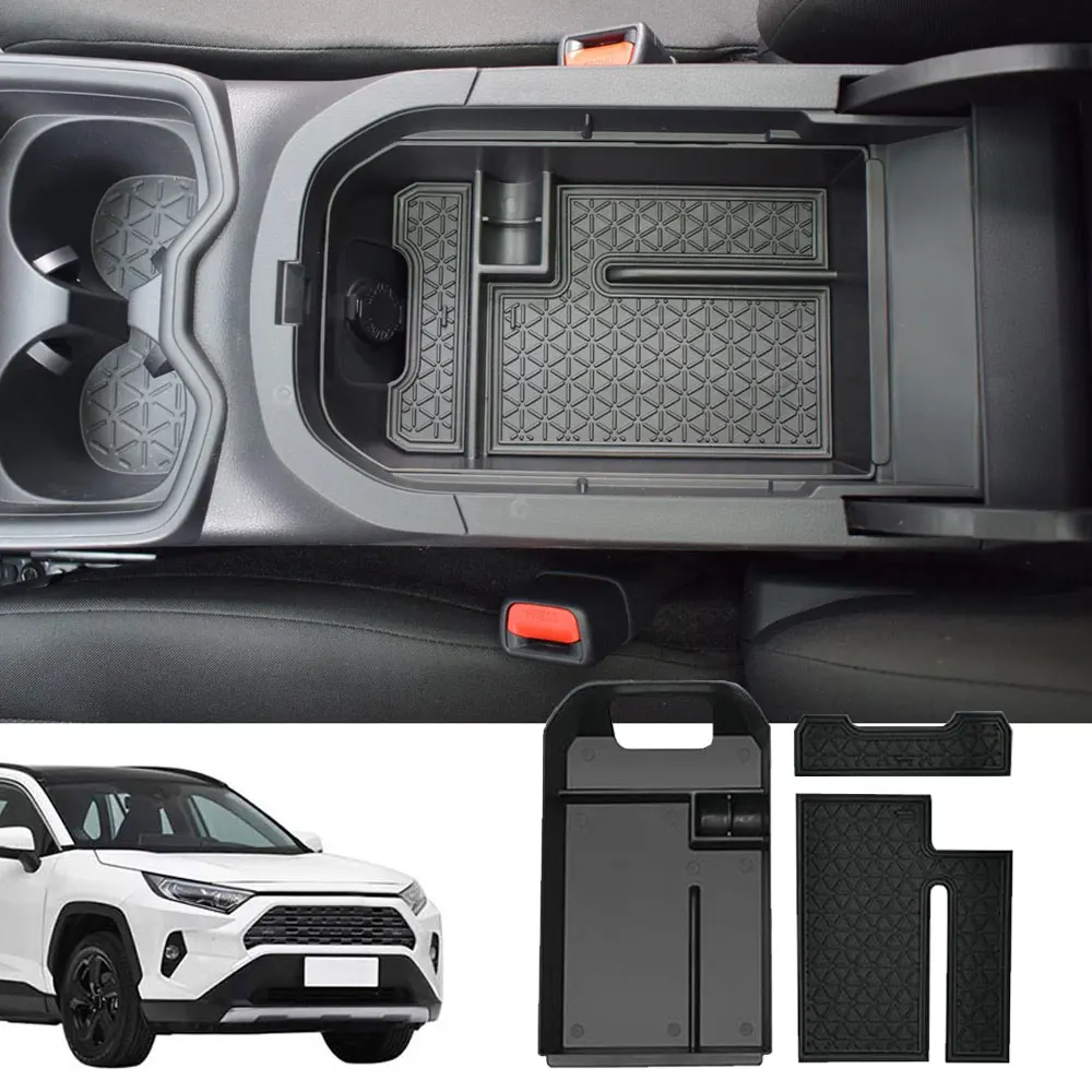 Car-Central-Armrest-Storage-Box-Black-Center-Console-Organizer ...