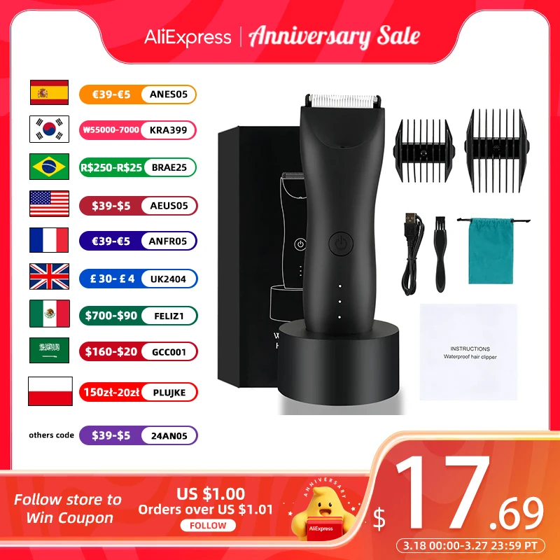 Men-s-Hair-Removal-Intimate-Areas-Pubic-Hair-Electirc-Razor-for-Men-Wet ...