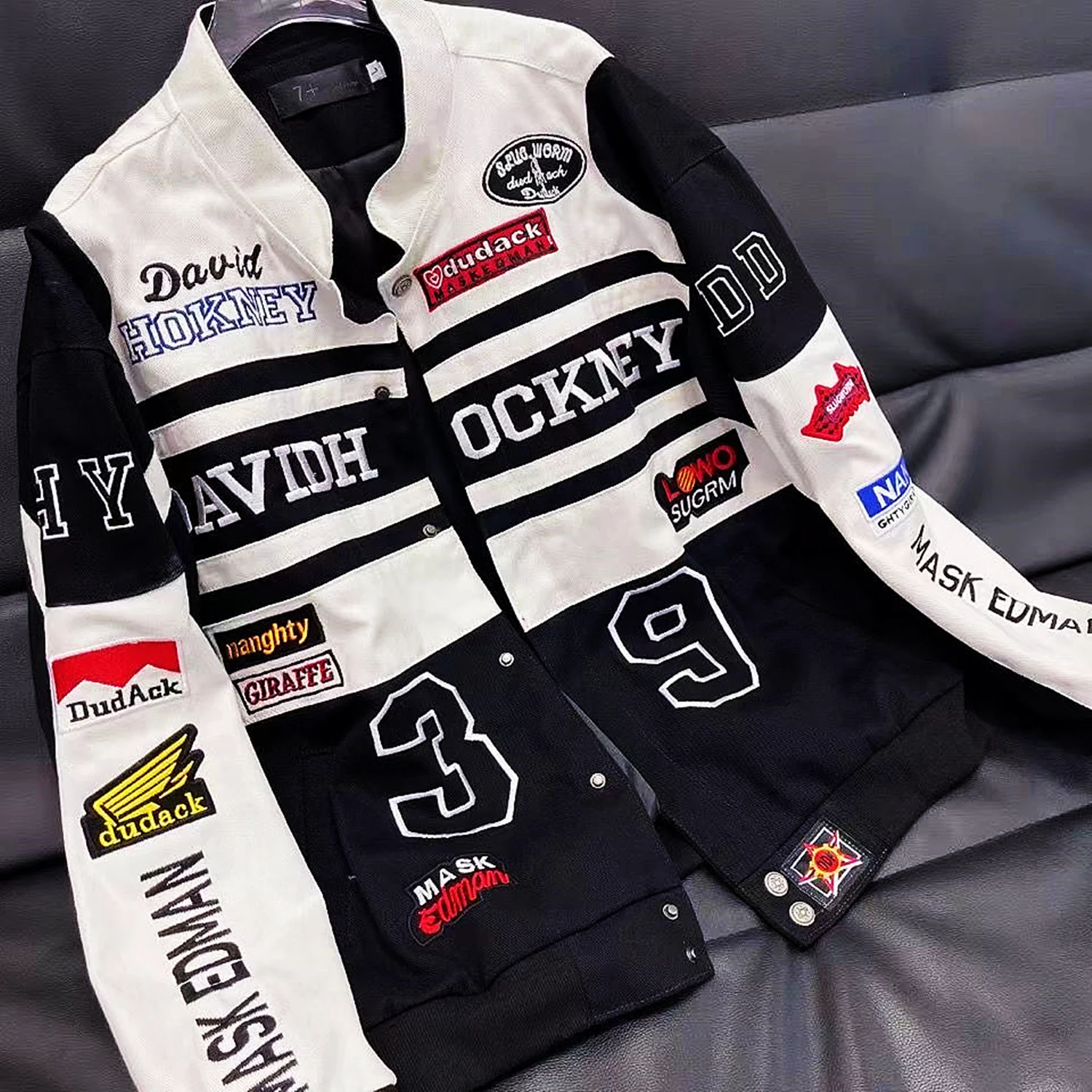 Stickerei-Motorrad-Renn-jacke-Langarm-Top-Unisex-amerikanische-Bomber ...