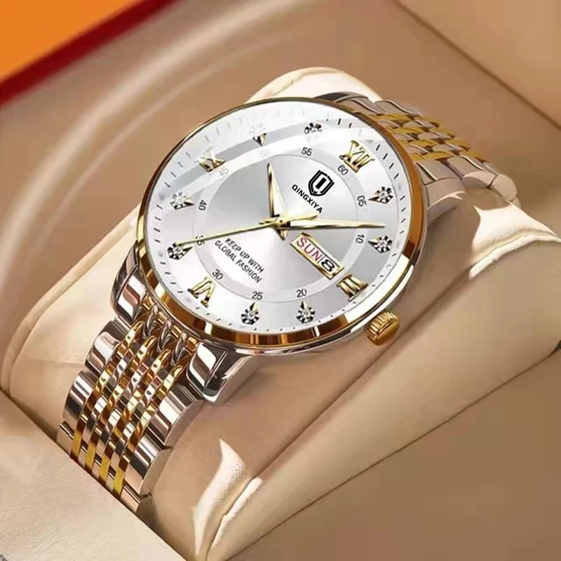 QINGXIYA-2022-New-Mens-Watches-Luminous-Hands-Waterproof-Luxury-Gold ...