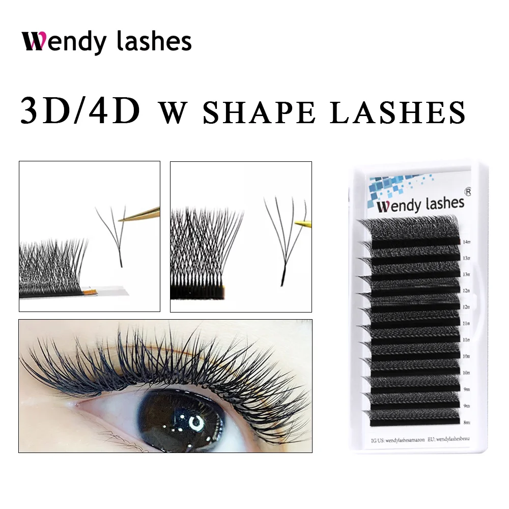 W Shape Eyelash Extensions 3/4d Premade Volume Fan Lashes W Style ...