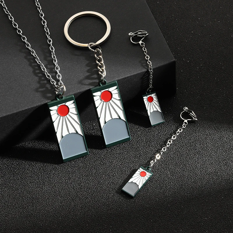 YMQAHWY Demon Slayer Necklace Keychain Earrings Japanese Anime Cartoon ...