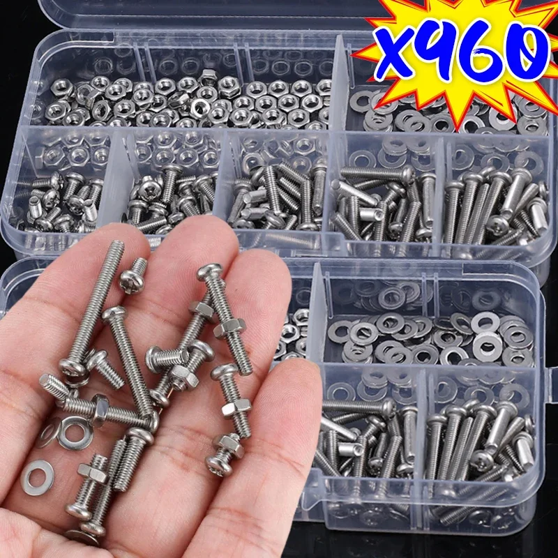 M3-Screw-Nut-Sets-Stainless-Steel-Hexagon-Hex-Socket-Screws-Nuts-Set ...