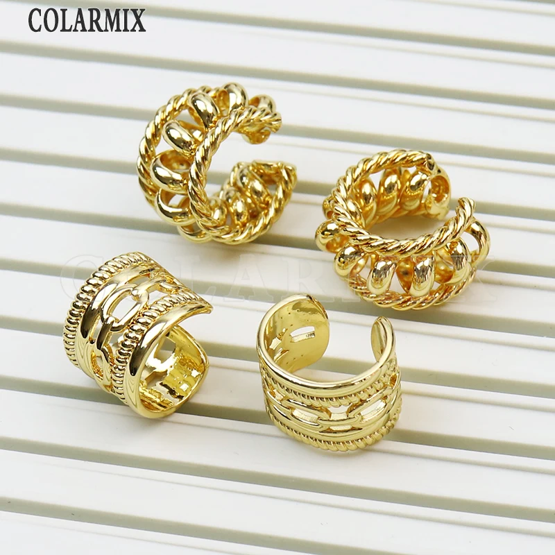 10-Pairs-Round-18K-plated-gold-ear-cuff-clip-Gold-Smooth-Classic-women ...