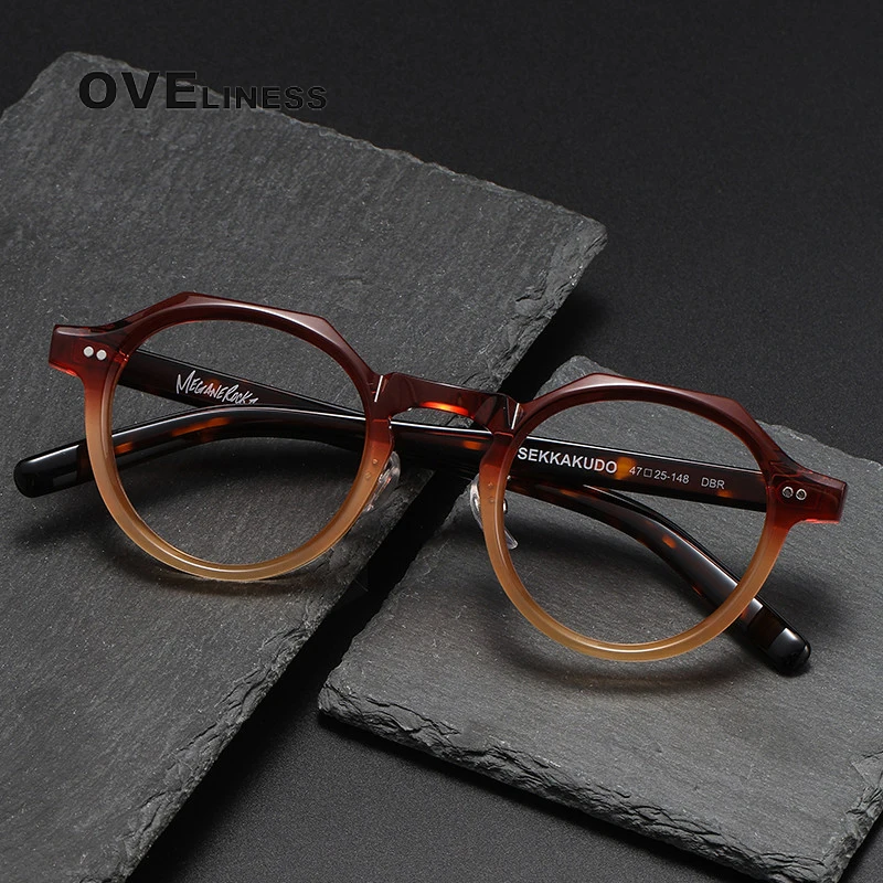 2024 Acetate Glasses Frame for Men women Retro Vintage Myopia ...