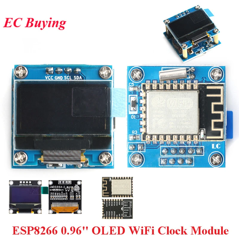 ESP8266 0.96 inch OLED Display Module WiFi Clock LCD Screen ESP-12F DIY ...