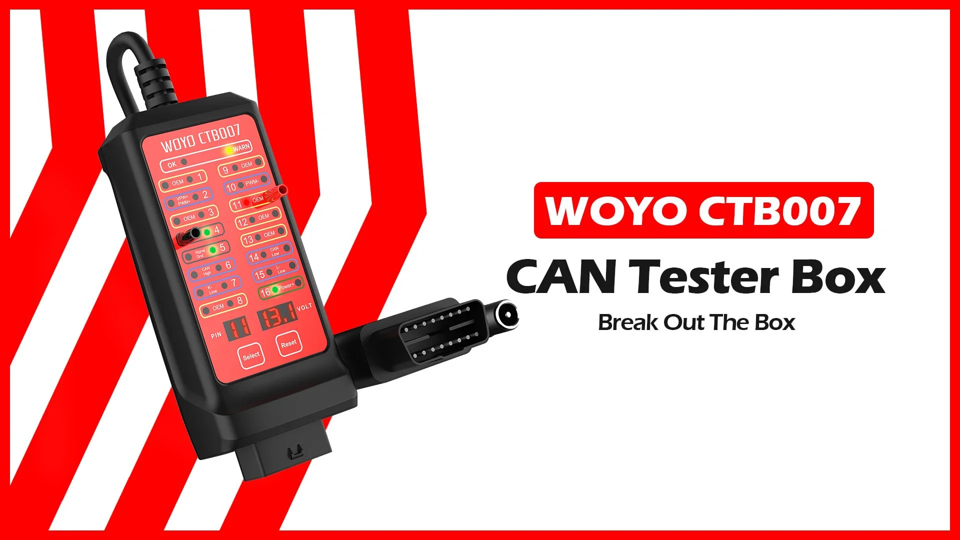 WOYO CTB007 CAN Тестерная коробка 12 В 24 В OBD2 с кабелем 27/5 дюймов ...