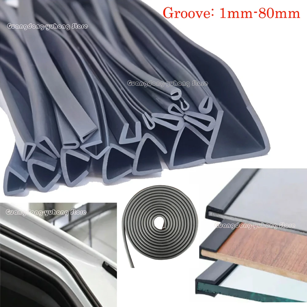 Groove 1.5mm-80mm U-Shaped Black Rubber Sealing Strip Guard Plate Car ...