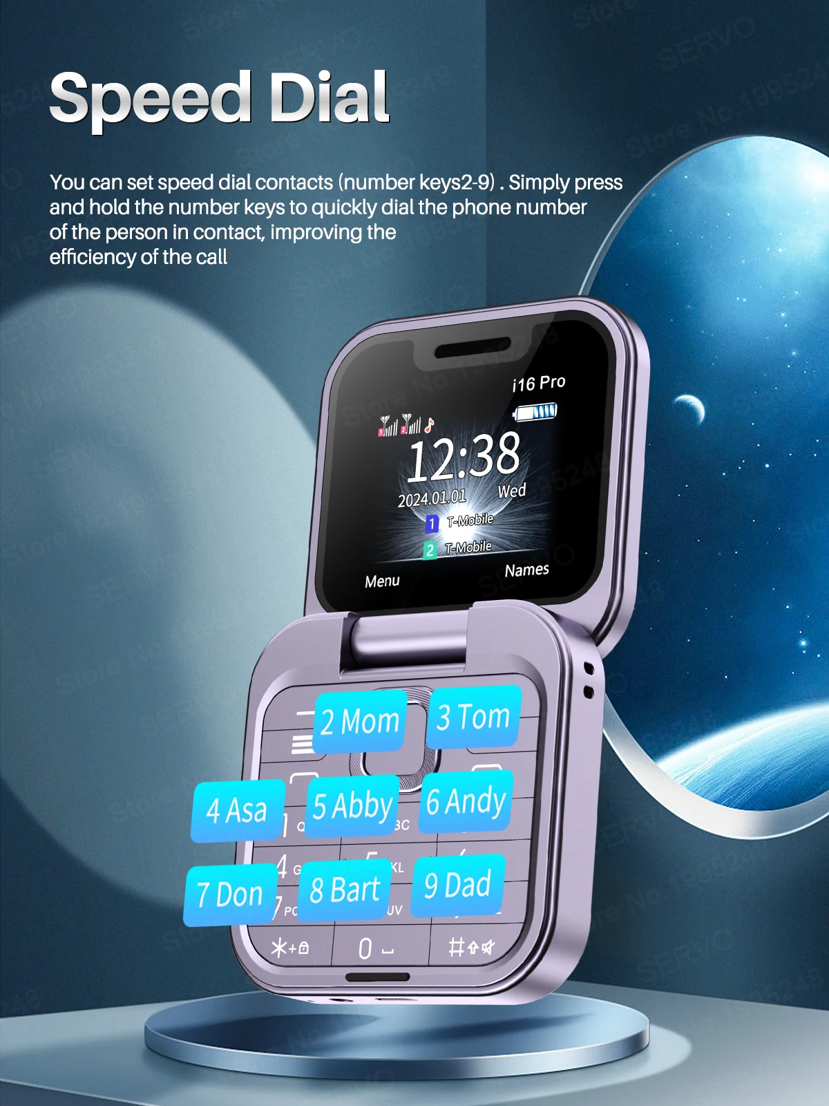 Servo i16 Pro Mini - Flip phone with dual SIM, 2G GSM, speed dial, HD ...