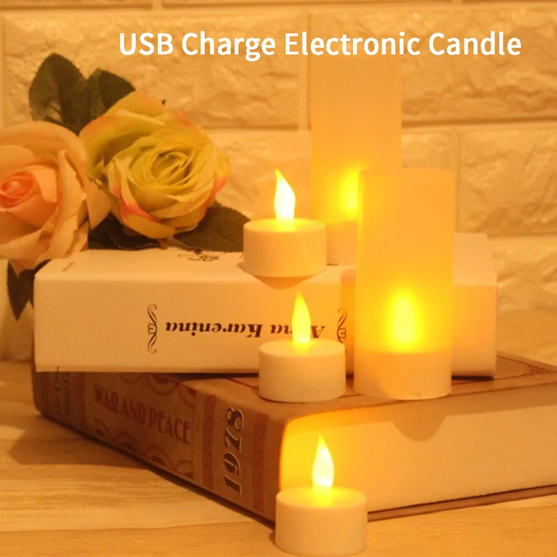 USB-Charge-One-Piece-Yellow-Light-LED-Rechargeable-Flameless-Tea-Light ...