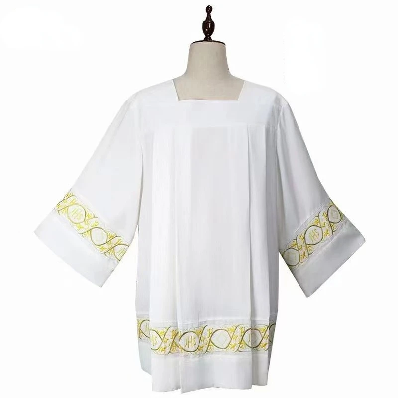 White Square Neckline Surplice Catholic Church Clergy Priest Costume ...