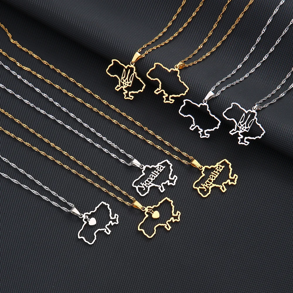 2023-New-Ukraine-Map-Pendant-Necklace-For-Women-Girls-Stainless-Steel ...