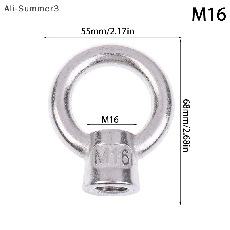 (YY)1Pc 2025 New Stainless Steel 304 Eye Nuts M6 M8 M10 M12 M16 Lifting ...