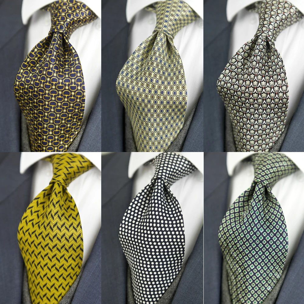 Printed Multicolor Mens Ties Neckties Vintage 100% Silk Printing Free ...