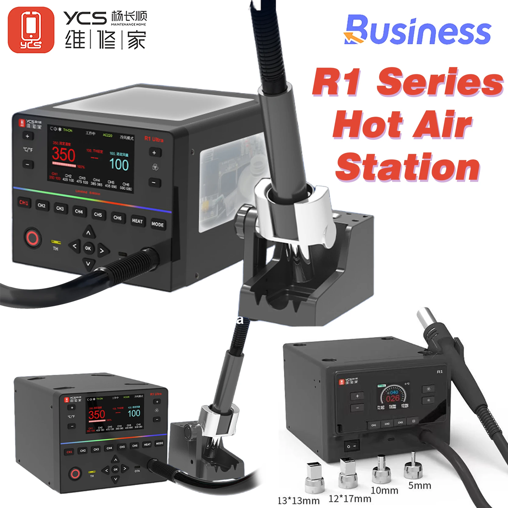 YCS R1 Pro 1000W Intelligent Soldering Station R1 Ultra Hot Air Gun kit ...
