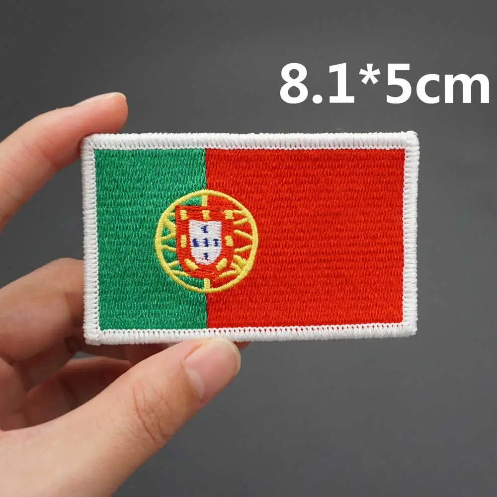 Portugal Flag Patches Badges Military Tactical Morale Embroidered Applique with Hook Backing ...