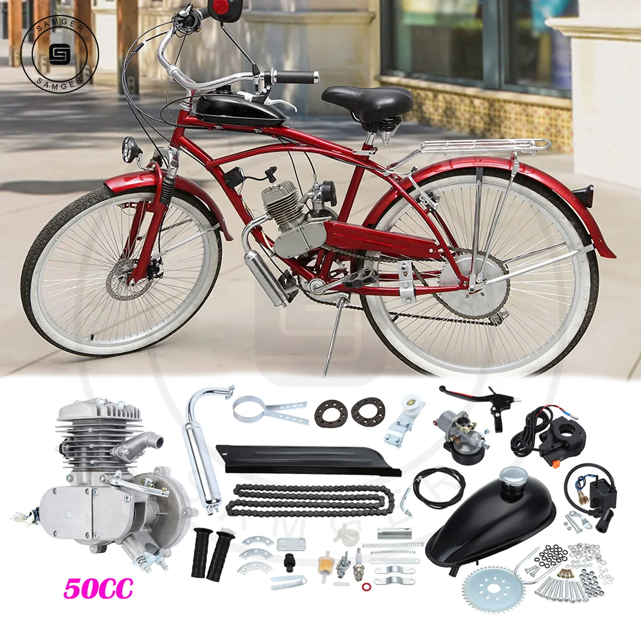 Samger 50cc/80cc Bicycle Gas Engine Kit 2 Stroke Motor Bike Engine For ...