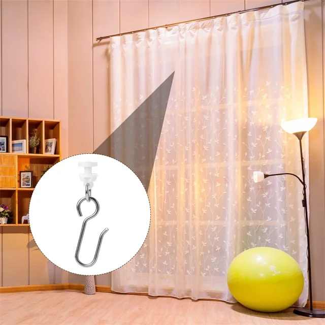 Curtain Track Hooks Carrier Glider Ceiling Rail Rollers Shower Wheel ...