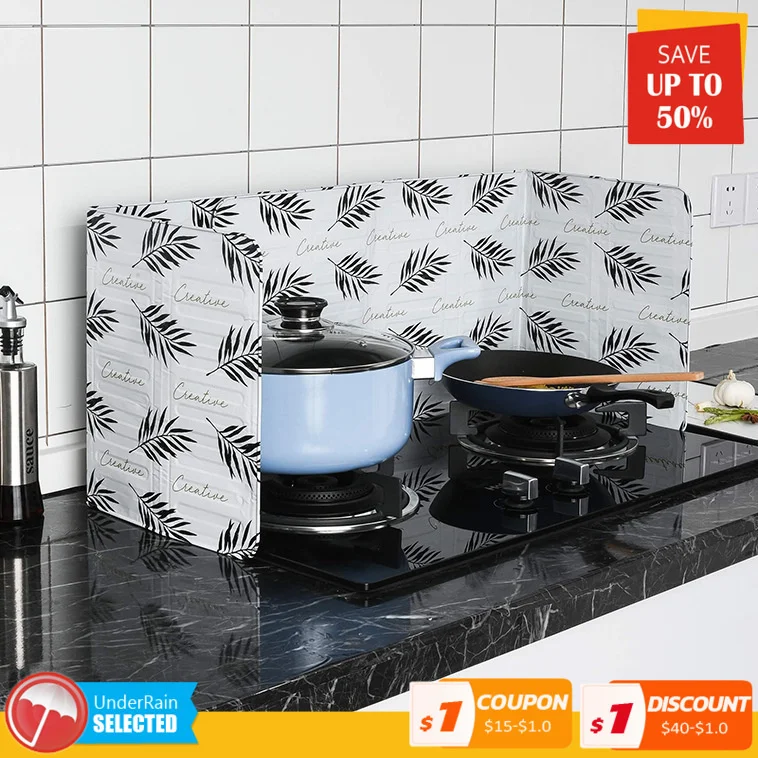 주방 오일 튀김 스크린 알루미늄 호일 플레이트 1 개 가스 스토브 스플래시 방지 배플 홈 주방 요리 유물 도구가방 And 바스켓