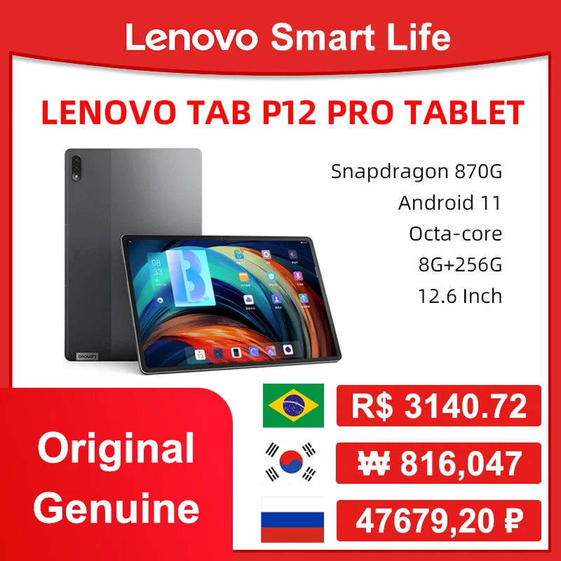 Lenovo Tablet Original Tab P12 Pro, WiFi Octa Core, Snapdragon 870, 8GB ...