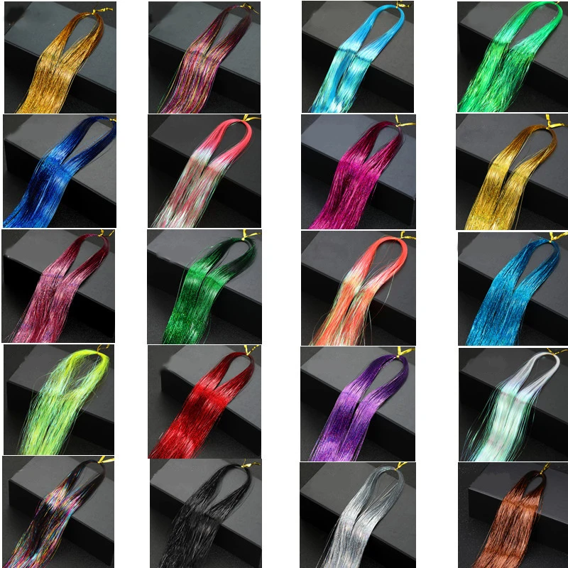 93cm-150-Strands-Sparkle-Hair-Tinsel-Rainbow-Colored-Strands-Girls ...