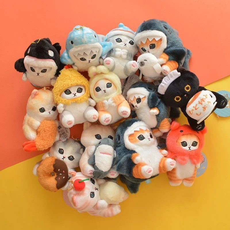 Cute Shark Cat Plush Doll Fried Shrimp Cat Pendant Mofusanded Tempura ...