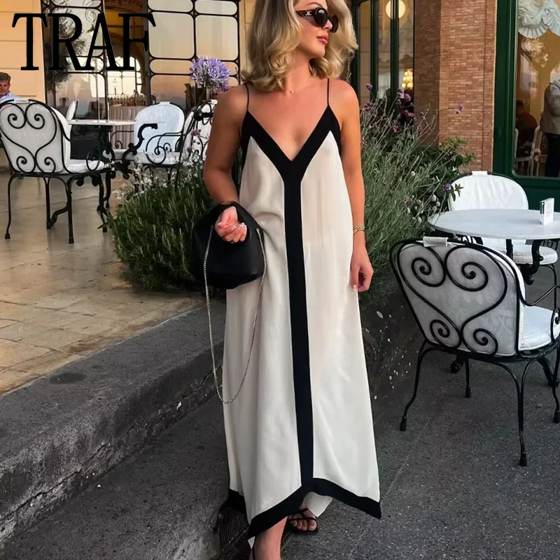 TRAF-vestido largo asimétrico para mujer, traje holgado con Espalda ...