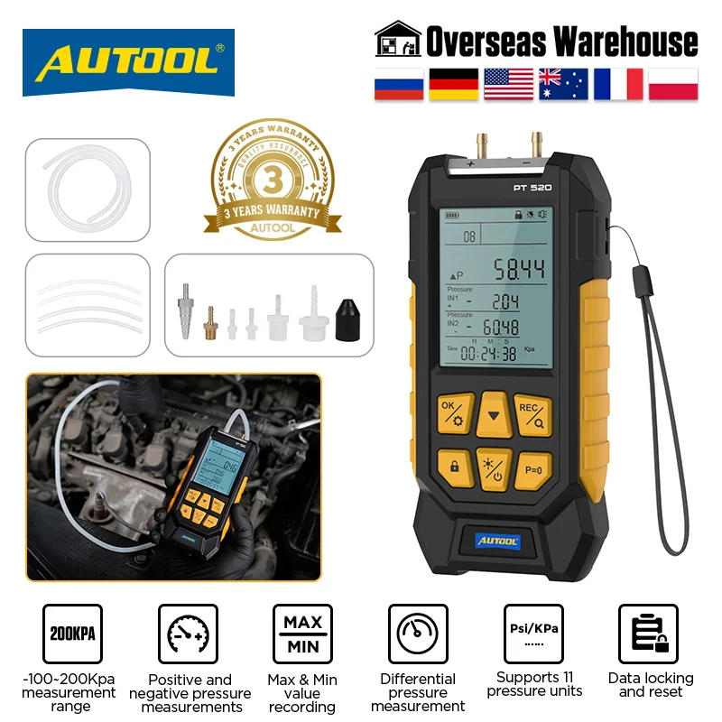 Digital Manometer Test Dual Input Differential Manometer HVAC Gas ...