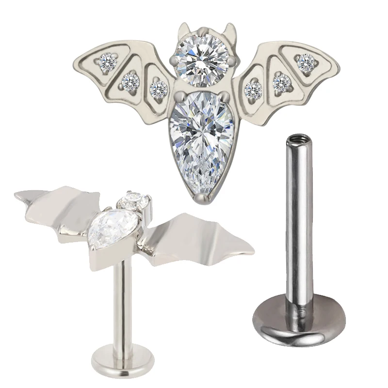 Astm F136 Titanium Pierc Ring Bat Ear Studs | Titanium Earring Labret ...