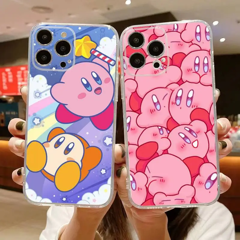 Toys Kawaii Cute Star Kirbys Phone Case For iphone 14 Plus 13 12 11 Pro Max Mini X XS XR Soft ...