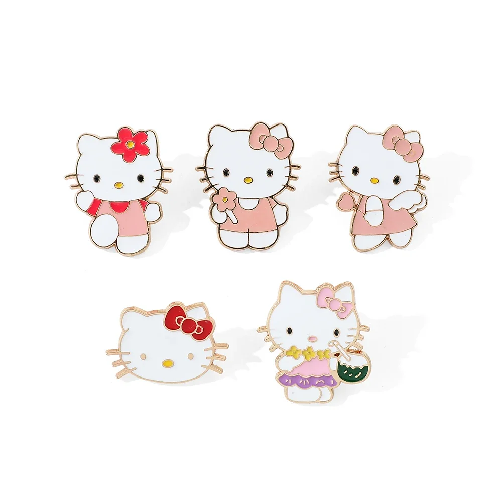 5-Pcs-Cartoon-Character-Brooch-Cute-Hello-Kitty-Enamel-Pin-Backpack ...