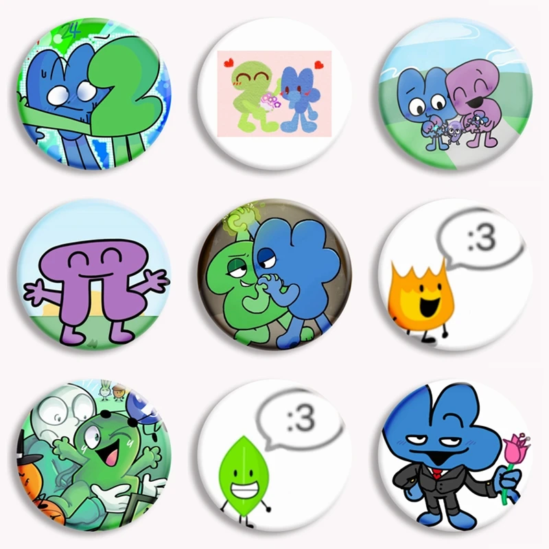 Bfb-Four-And-X-Flower-Coiny-Two-Leafy-Funny-Button-Pin-Cute-Number ...