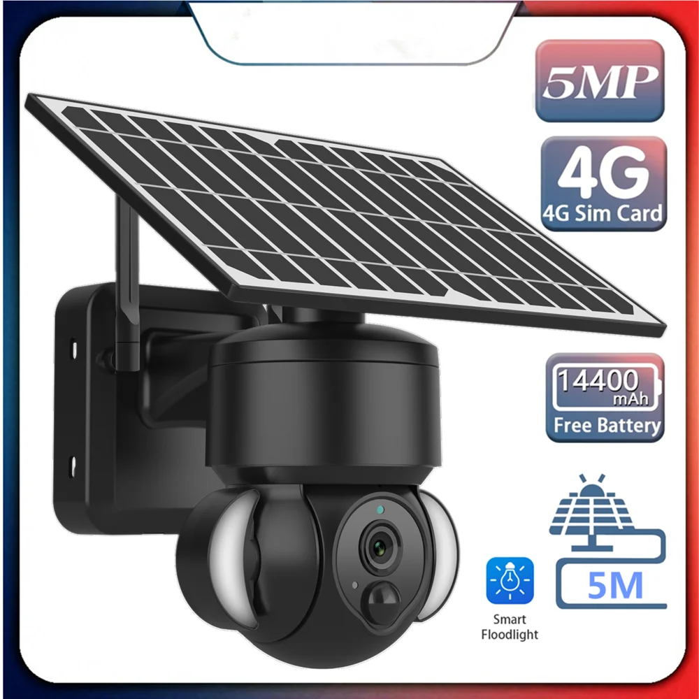 Outdoor Solar Camera 4g Sim Built-in Battery 5mp Solar Wireless ...