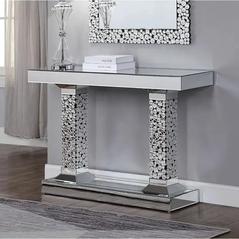Glam-Shinny-Crystal-Console-Table-Mirrored-Entry-Hallway-Table-For-Home ...