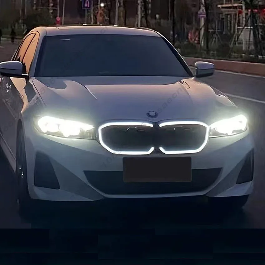 BMW G20 G21 G28 325 2022-2025용 프론트 범퍼 후드 키드니 그릴 레이싱 그릴 LED 라이트 포함 싱글 라인 ...