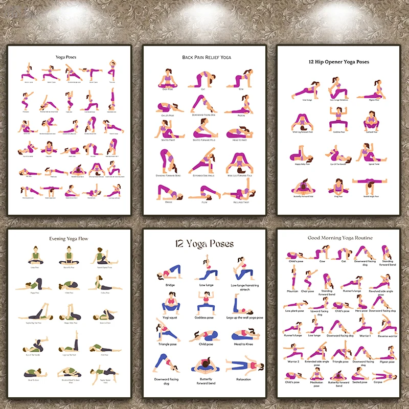Manh-Yoga-Router-Posters-com-Nomes-Corre-o-de-Postura-Minimalismo ...