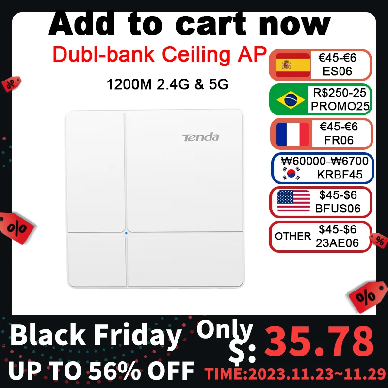 Tenda-I24-Wireless-Ceiling-AP-Gigabit-Dual-band-AC1200-Wave2-Gigabit ...