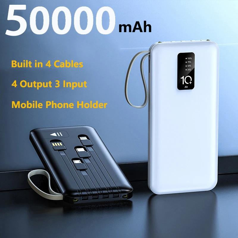 Built-in-Cable-Mobile-Power-Bank-50000mAh-Four-Wire-PowerBank-Large ...