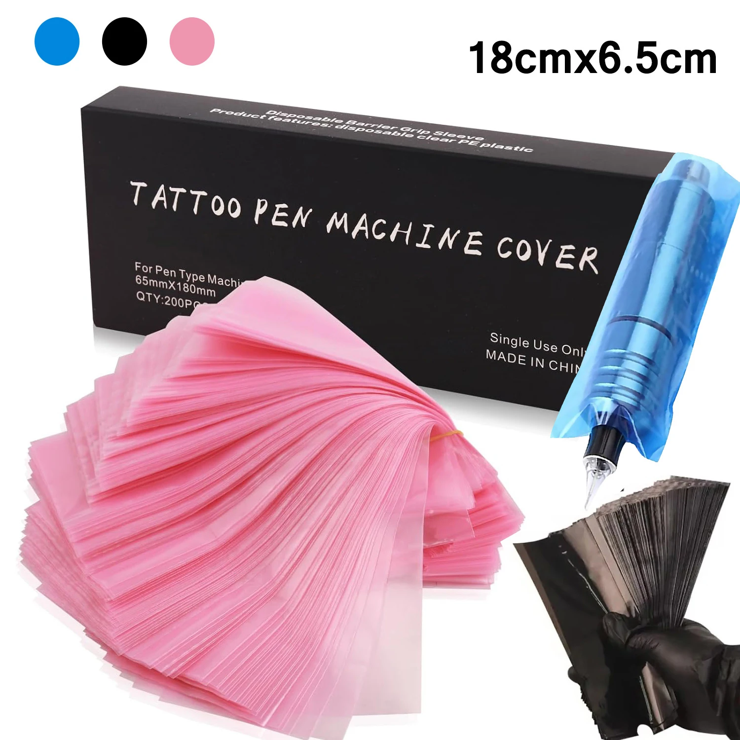 200PCS Disposable Tattoo Machine Pen Covers Big Size Tattoo Pen Bags 3 ...