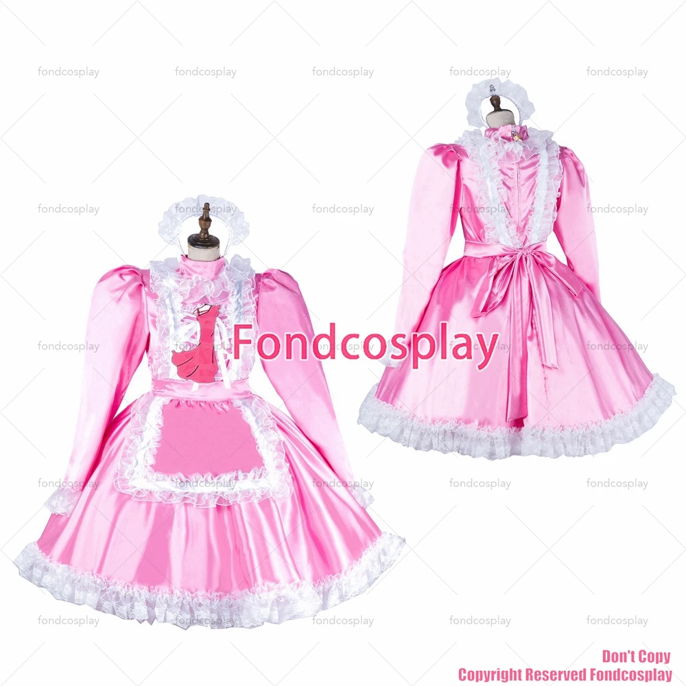 Fondcosplay-erwachsene-sexy-kreuz-dressing-sissy-maid-kurze-baby-rosa-satin-kleid-abschlie-bar ...