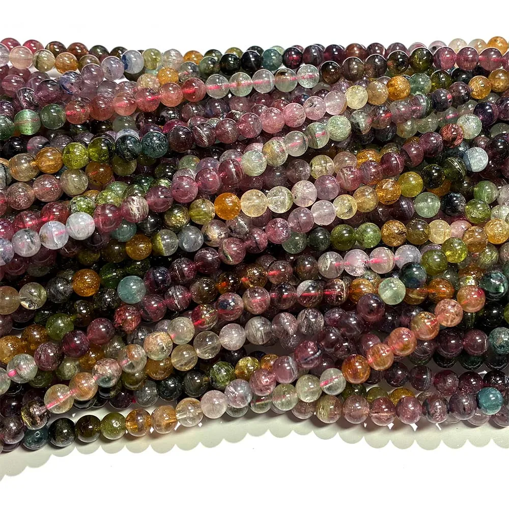 Veemake Natural Brazil Multicolour Tourmaline Round Pink Yellow Green ...