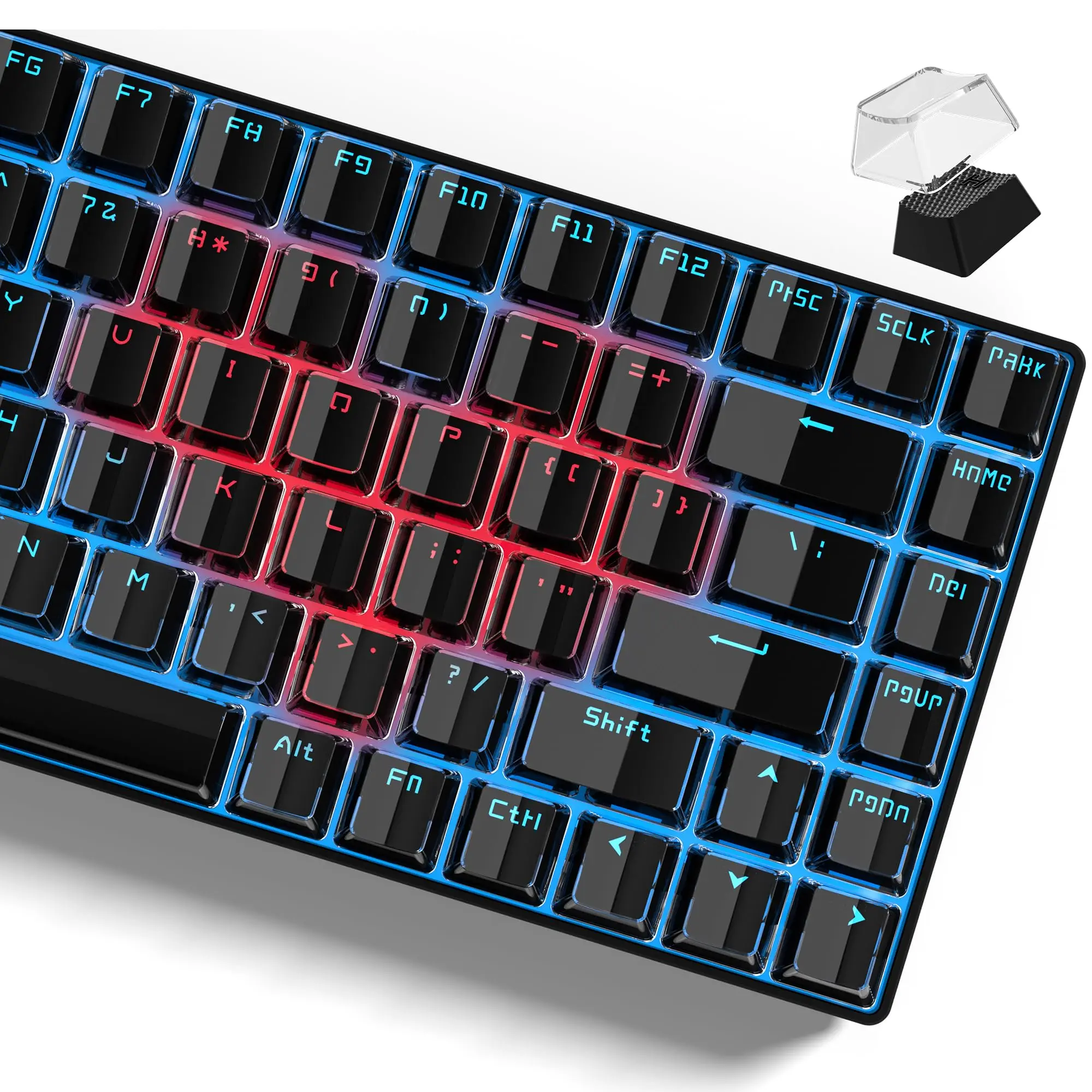 130 Key Black Jelly Round Top Keycaps Ice Crystal Translucent OEM ...