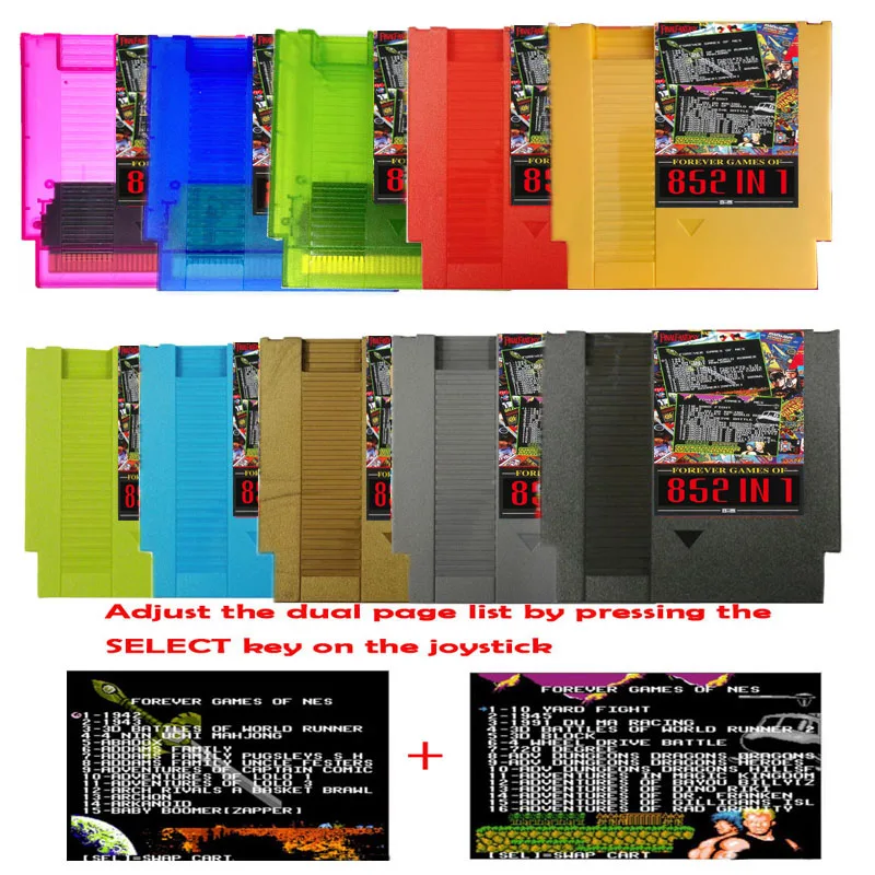 FOREVER DUO GAMES OF NES 852 in 1 Game Cartridge for NES Console ...