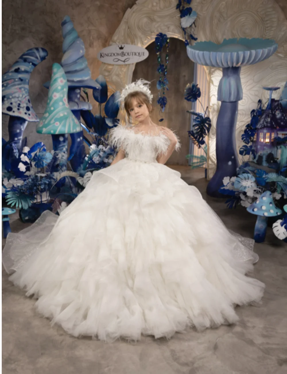 Luxury-White-Flower-Girl-Dresses-For-Wedding-Feather-Sequins-Tiered ...