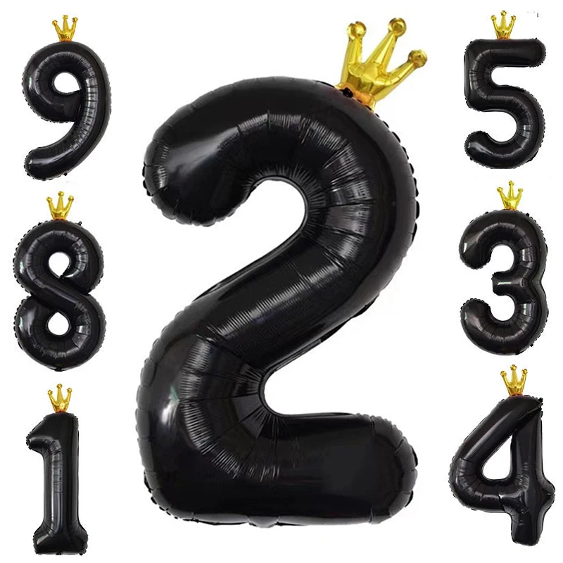 Crown-Black-Number-Balloons-40inch-Large-Gold-Crown-Number-0-9-Birthday ...