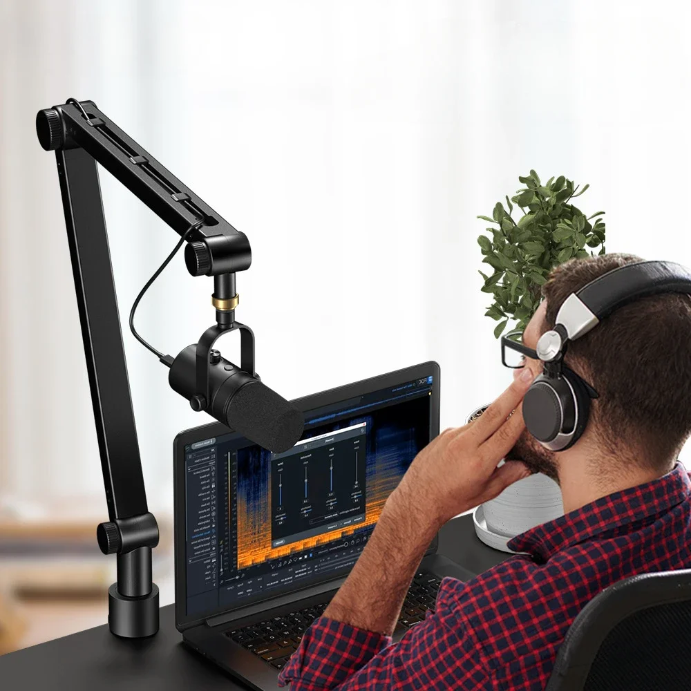 360-Degree-Adjustable-Microphone-Stand-with-Phone-Holder-Live-Streaming ...