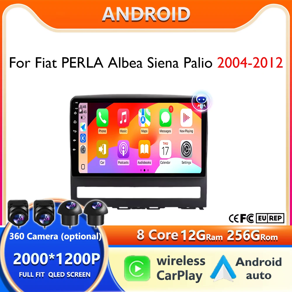 4G+WIFI 2 din Android 16 Radio Car Multimedia Player For Fiat PERLA ...