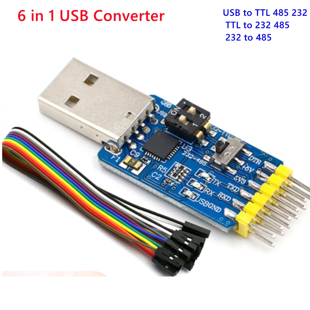 USB 컨버터 컨트롤러 USB to TTL 485 232 모듈 CP2102 브레이크 아웃 보드, USBCAN 직렬 포트 실드 변환기 6 인 1 트랜시버| | - AliExpress