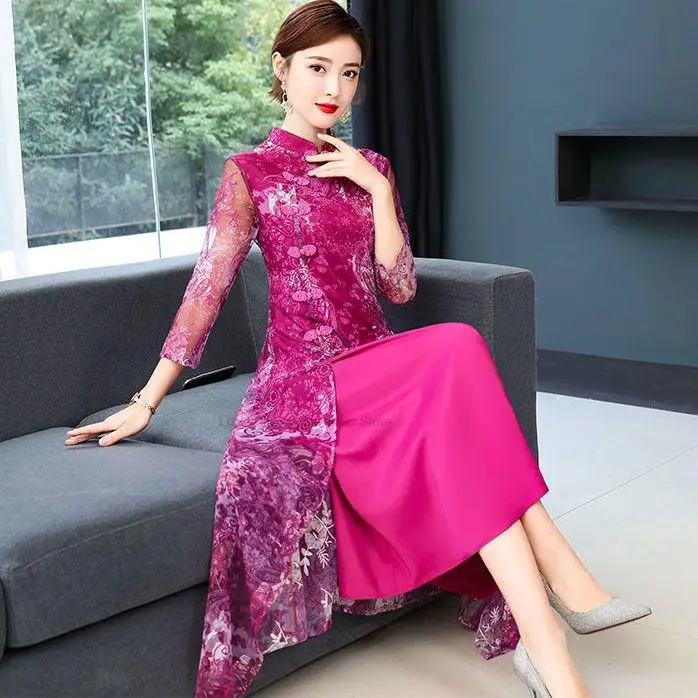 Chinese-Retro-Dress-Satin-Cheongsam-Qipao-For-Women-Chinese-Traditional ...